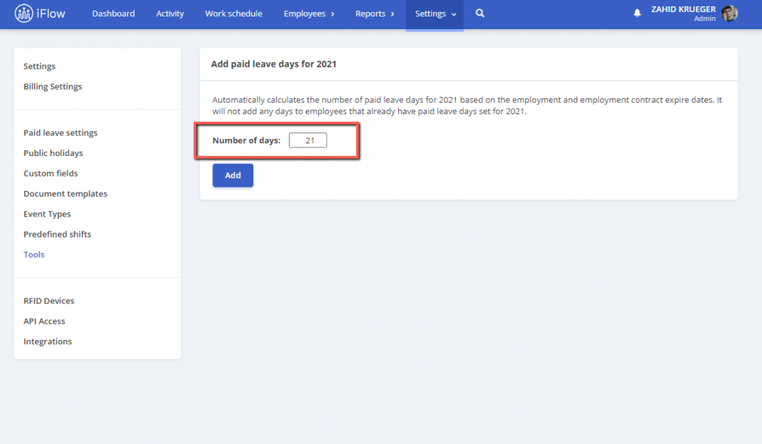 How do you add available leave days for 2021 in your company? - HRiFlow